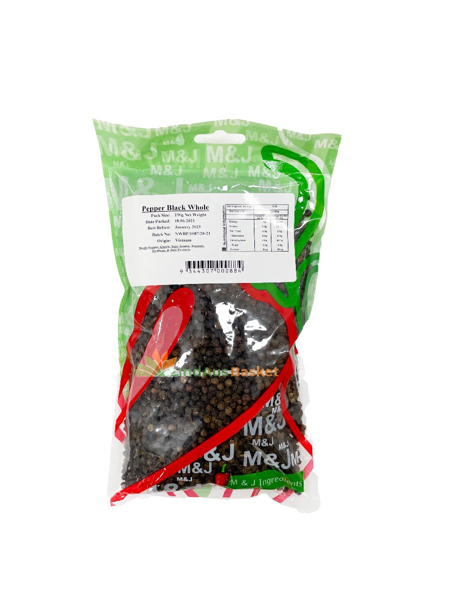 M & J Pepper Black Whole 250g – IndAusBasket